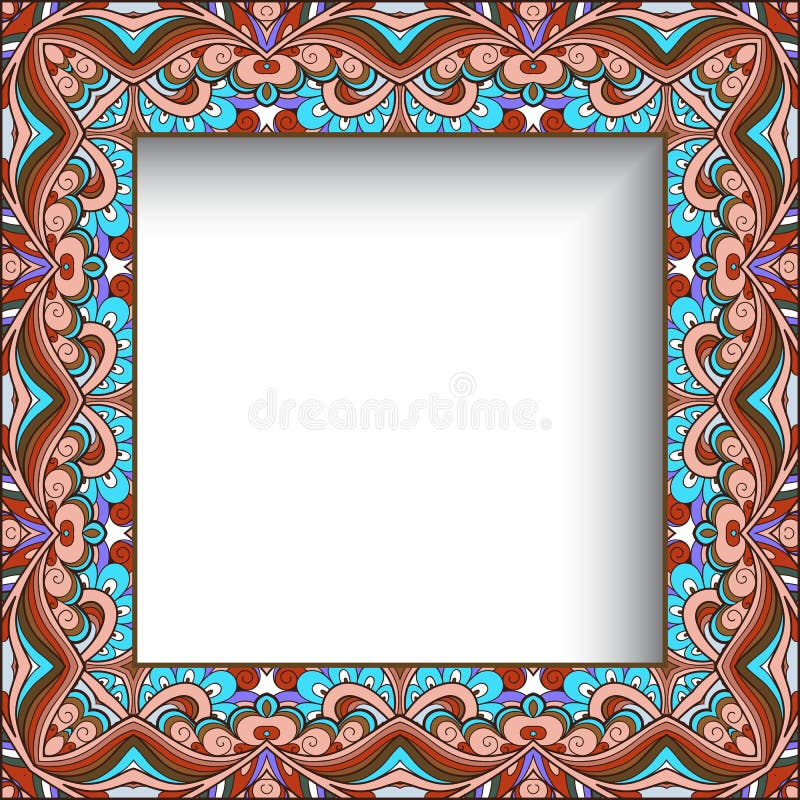 Square Frame with Curly Ornamental Border Stock Vector - Illustration ...