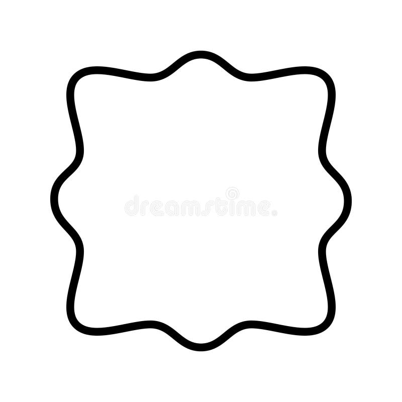 Square Frame with Curvy Edges. Geometric Shape with Scallop Borders ...