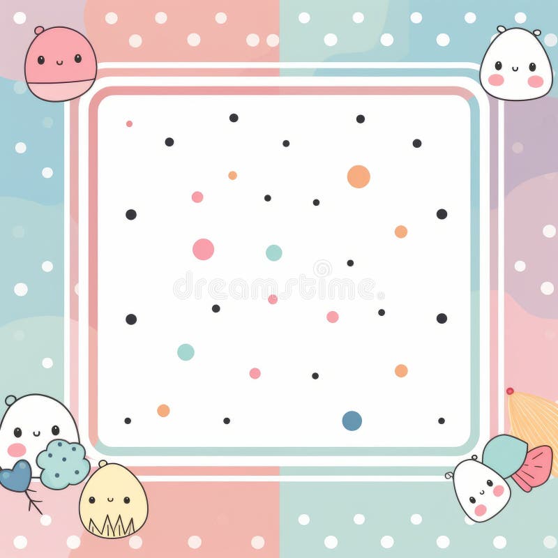 A Square Frame with Cute Animals and Polka Dots Stock Illustration ...