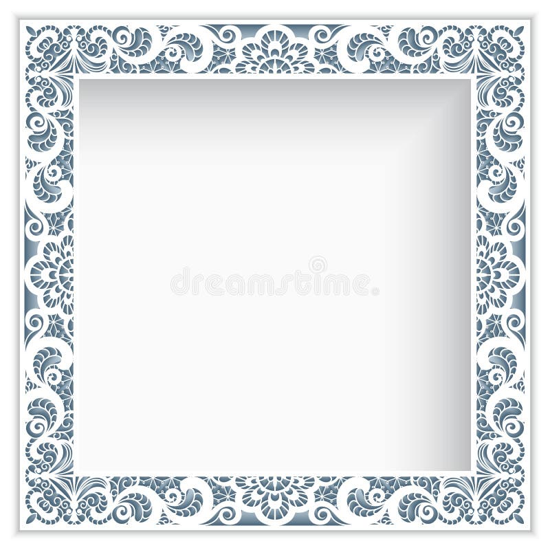 Square Frame with Cutout Paper Lace Border Stock Vector - Illustration ...