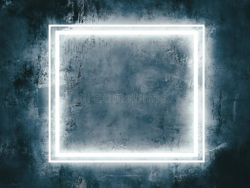 A Square Frame on a Dark Blue Wall with a Light Shining through it ...
