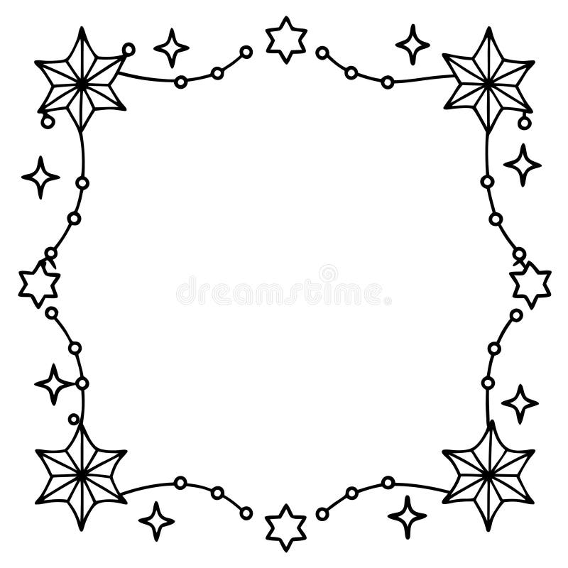 Square Frame Decorated with Stars and Connected by Circles Stock Vector ...