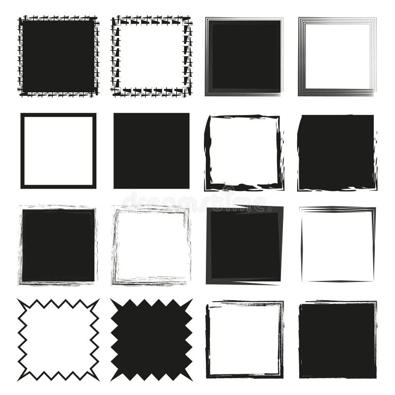 Square Frame Designs. Black Rough Borders. Abstract Vector Shapes ...