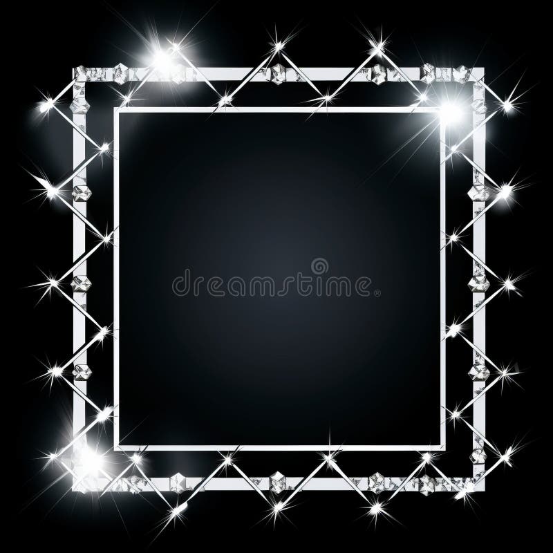 A Square Frame with Diamonds on a Black Background Stock Illustration ...