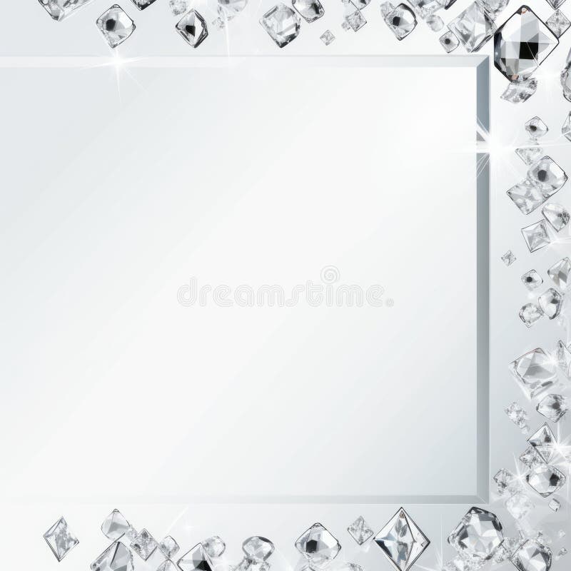A Square Frame with Diamonds on a Silver Background Stock Illustration ...