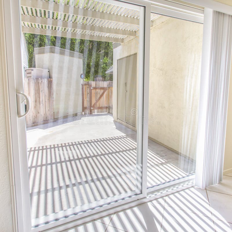 Square Frame Large Sliding Glass Doors Clean Inside Stock Photo - Image ...