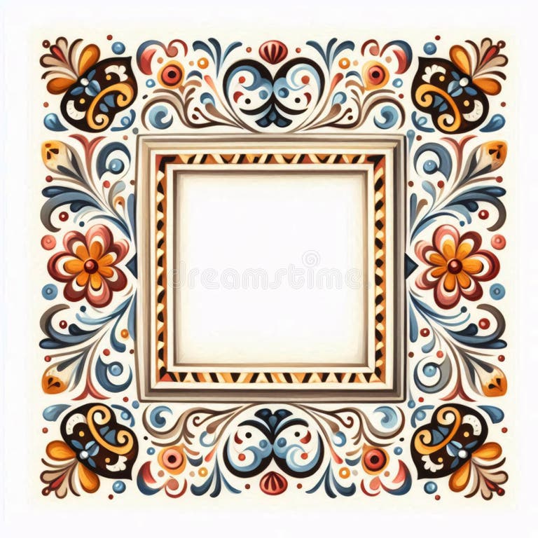 Square Mexican-style Frame with Floral Elements Stock Illustration ...