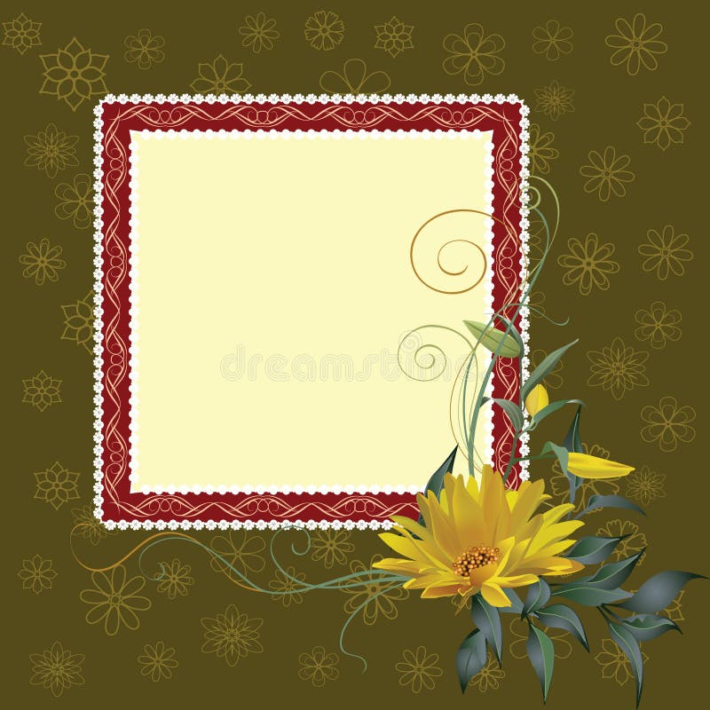 Square frame with flower stock vector. Illustration of design - 18188564