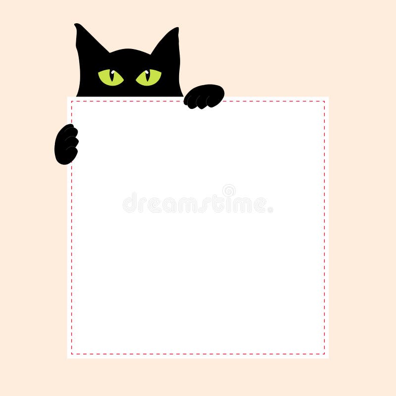 Square Frame with Funny Black Cat on a Pink Background. Vector Stock ...