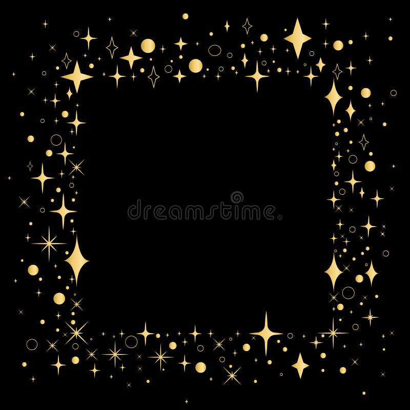 Square Frame of Golden Stars and Sparkles Stock Illustration ...