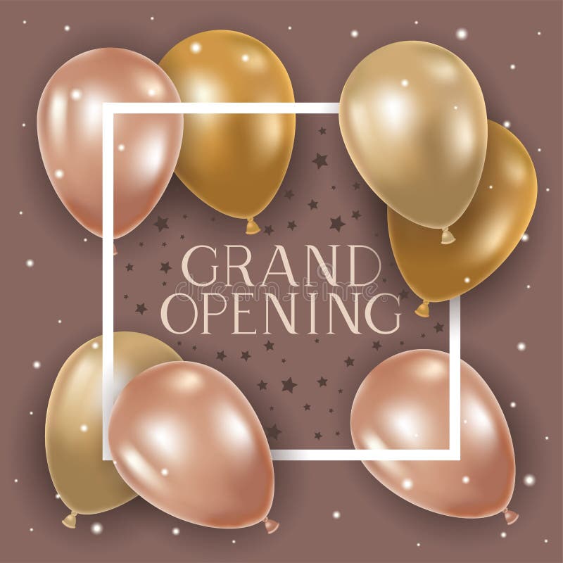 Square Frame with Grand Opening Message and Balloons Helium Stock ...