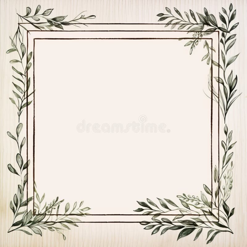 A Square Frame with Green Leaves on it Stock Illustration ...