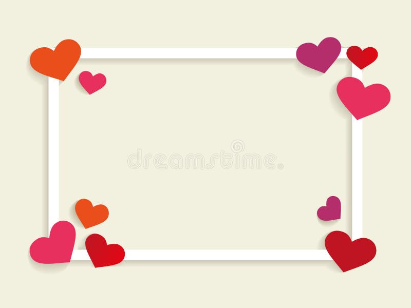 Square Frame with Heart Shape in Corner with Valentine Theme Background ...