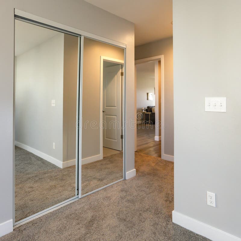 Square Frame Master Bedroom Angles in a Model Home Stock Image - Image ...