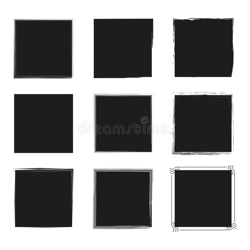 Square Frame Icons. Rough and Smooth Edges. Various Borders and ...