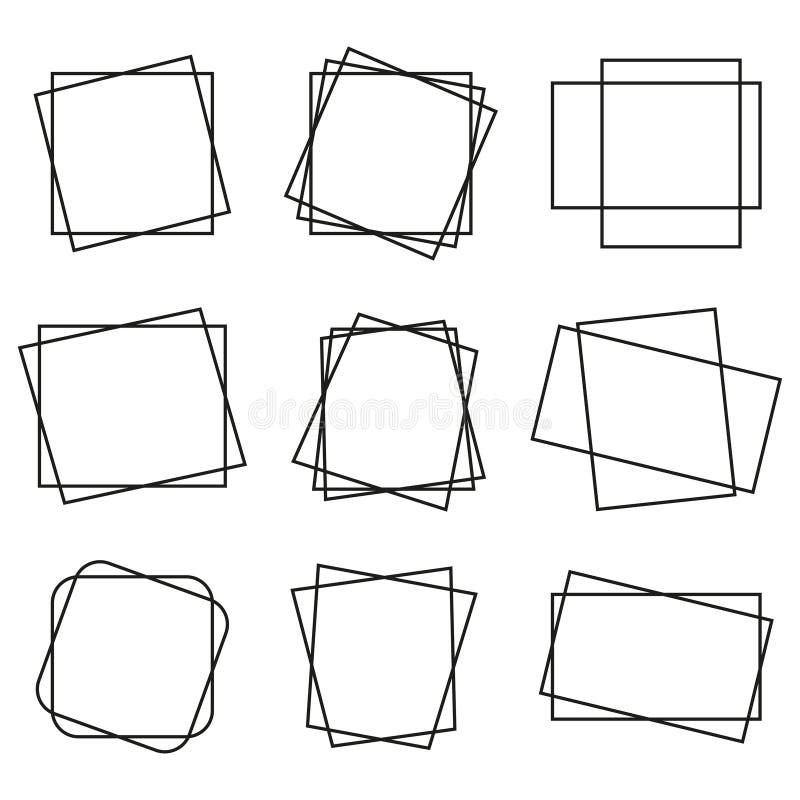 Square Frame Icons Set. Double Square Collection. Vector Illustration ...