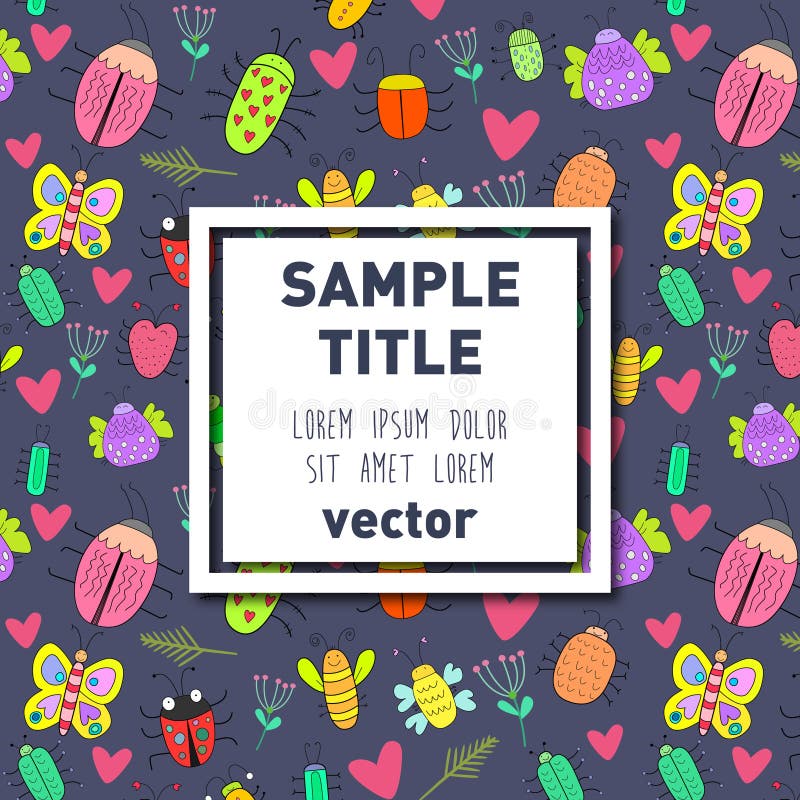 Square Frame on Insect Pattern Stock Illustration - Illustration of ...