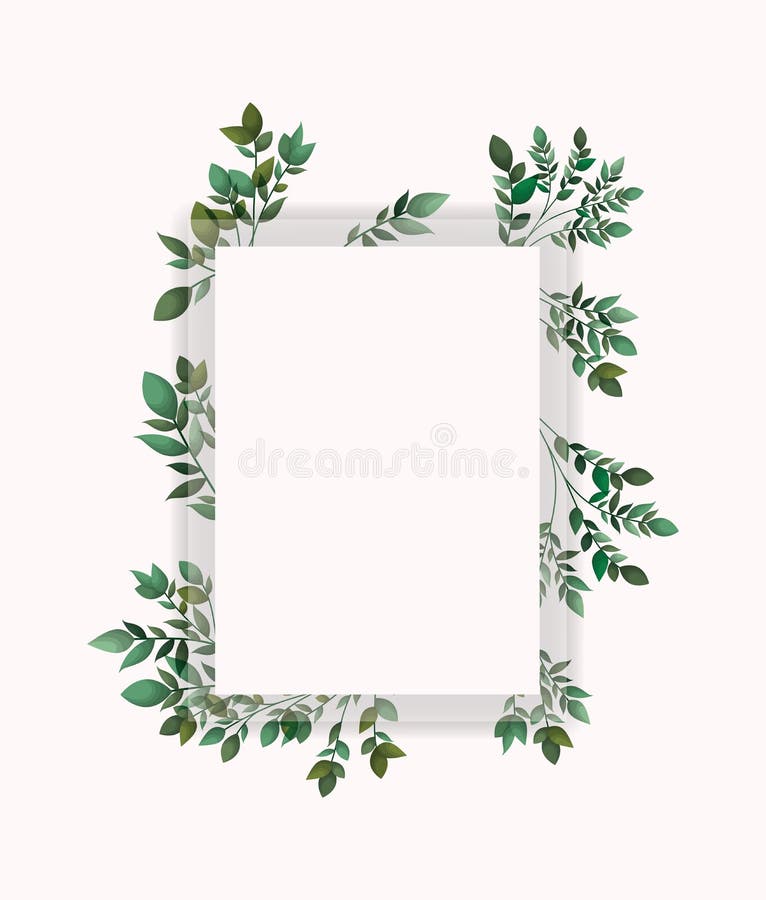 Square Frame with Laurel Leafs Stock Vector - Illustration of ...