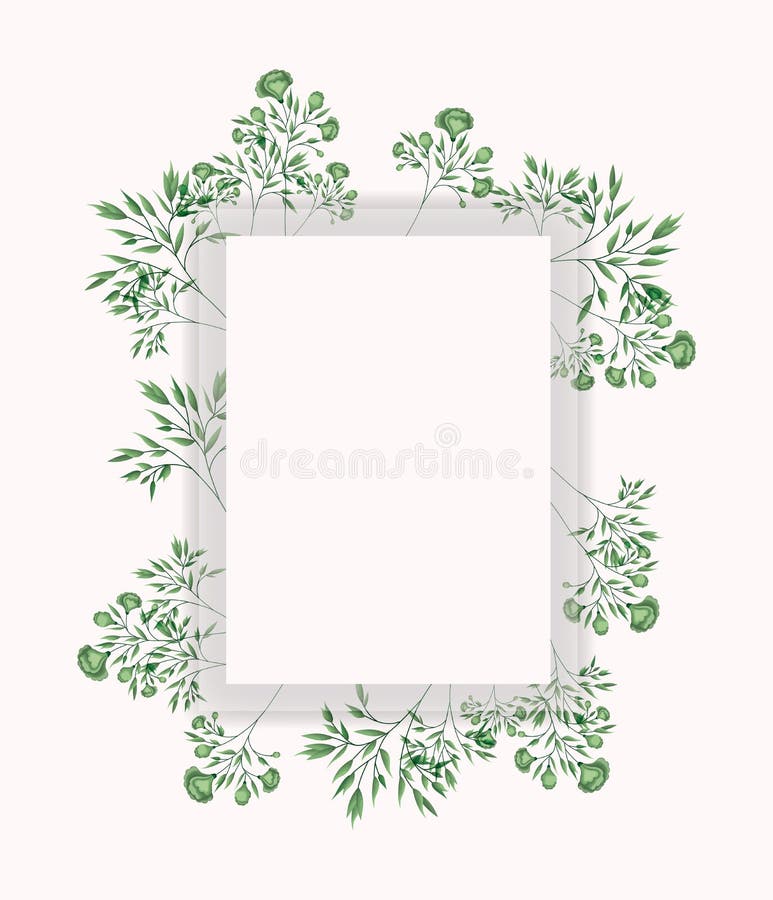Square Frame with Laurel Leafs Stock Vector - Illustration of fancy ...