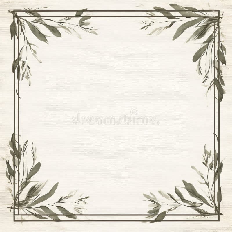 A Square Frame with Leaves on it Stock Illustration - Illustration of ...