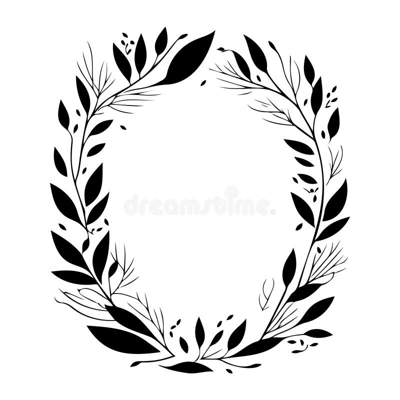 Square Frame Leaves Floral Illustration Sketch Hand Draw Stock Vector ...