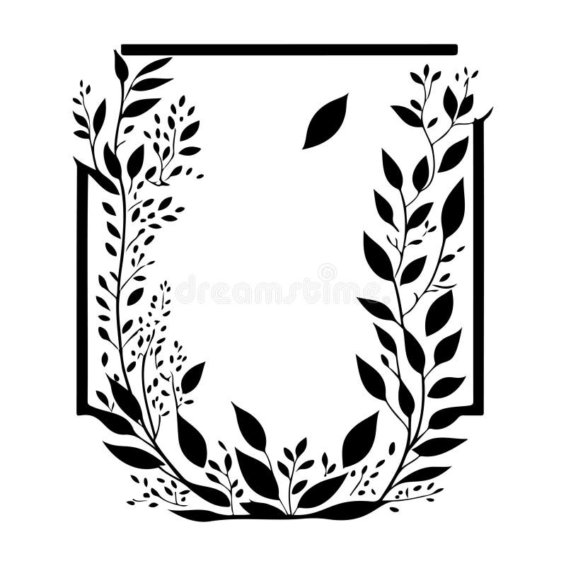 Square Frame Leaves Floral Illustration Sketch Hand Draw Stock Vector ...