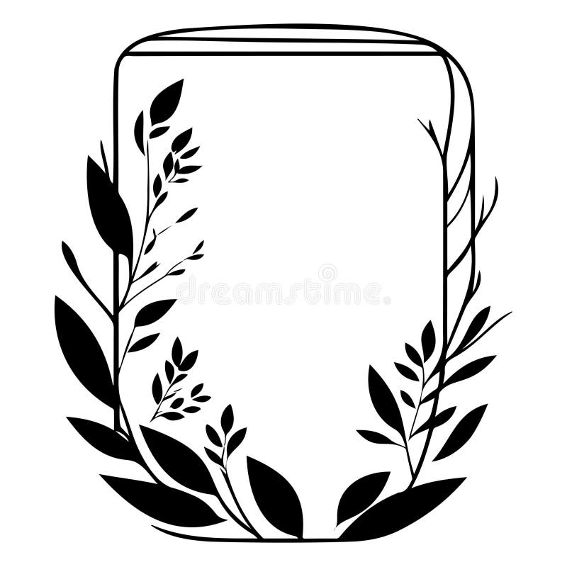 Square Frame Leaves Floral Illustration Sketch Hand Draw Stock Vector ...