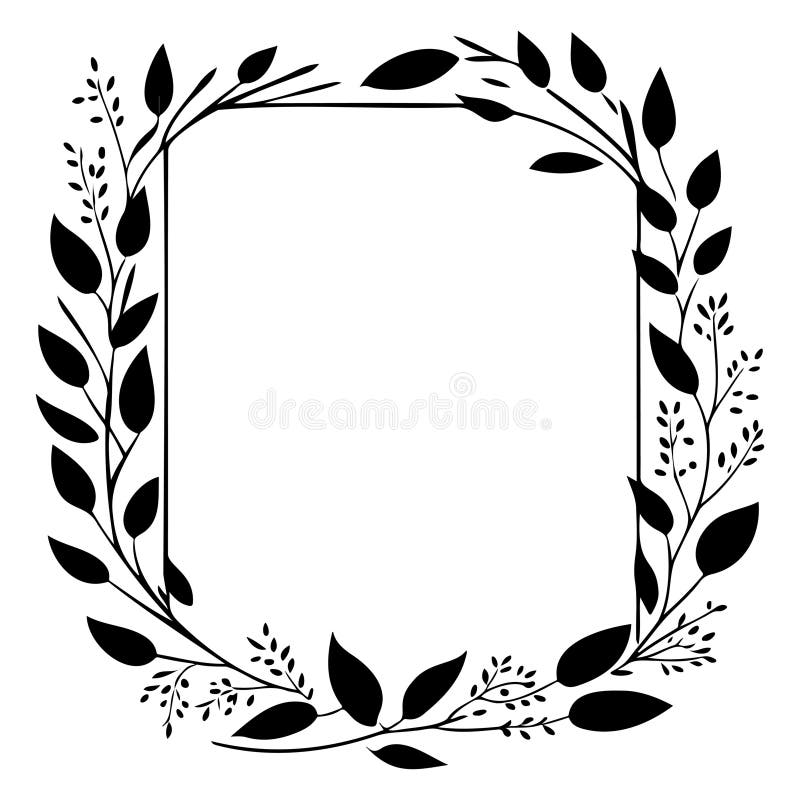 Square Frame Leaves Floral Illustration Sketch Hand Draw Stock Vector ...