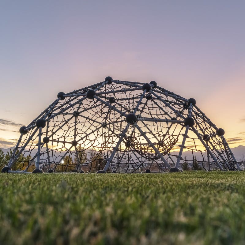 Square Frame Low Angle View of a Metal Climbing Dome Stock Photo ...