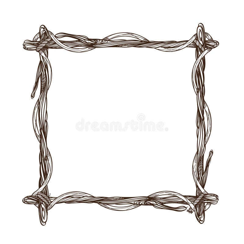 Square Frame Made of Branches. Decorative Outline Element for Design ...