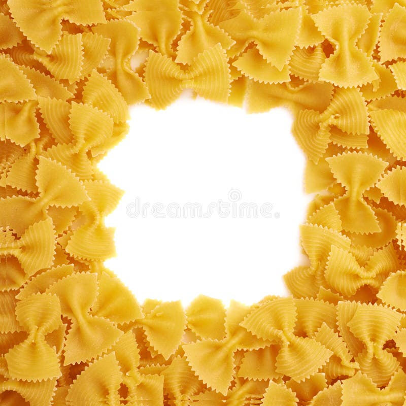 Square Frame Made of Dry Farfalle Pasta Over Isolated White Background ...