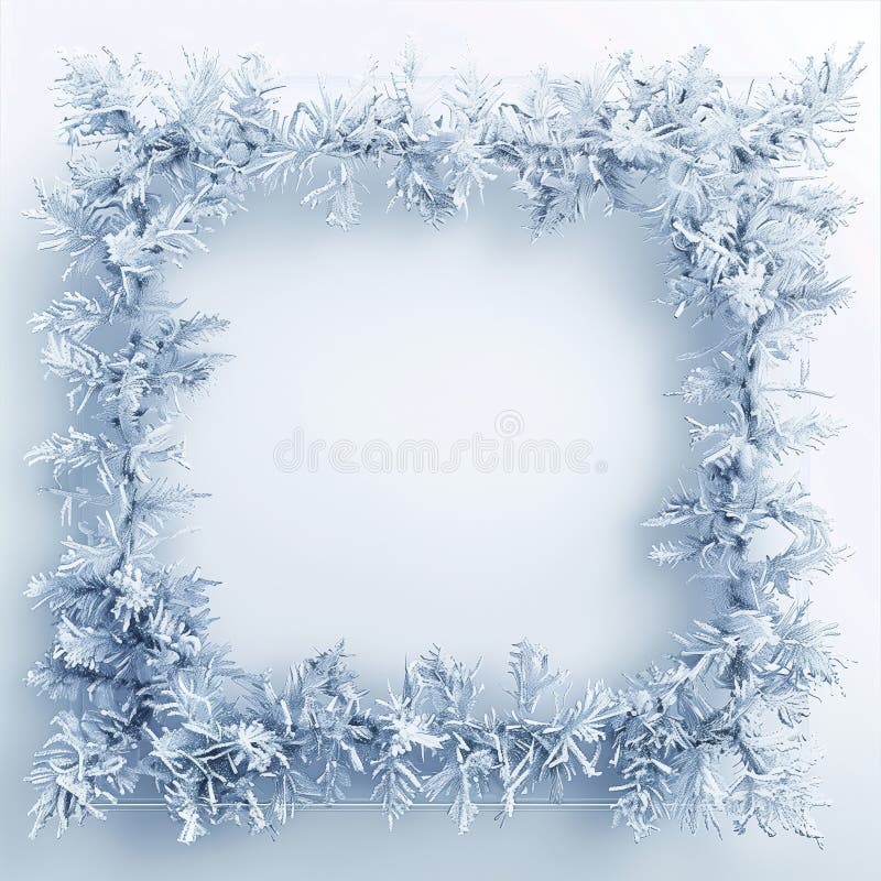A Square Frame Made from Frost on White Background, Empty Space in the ...
