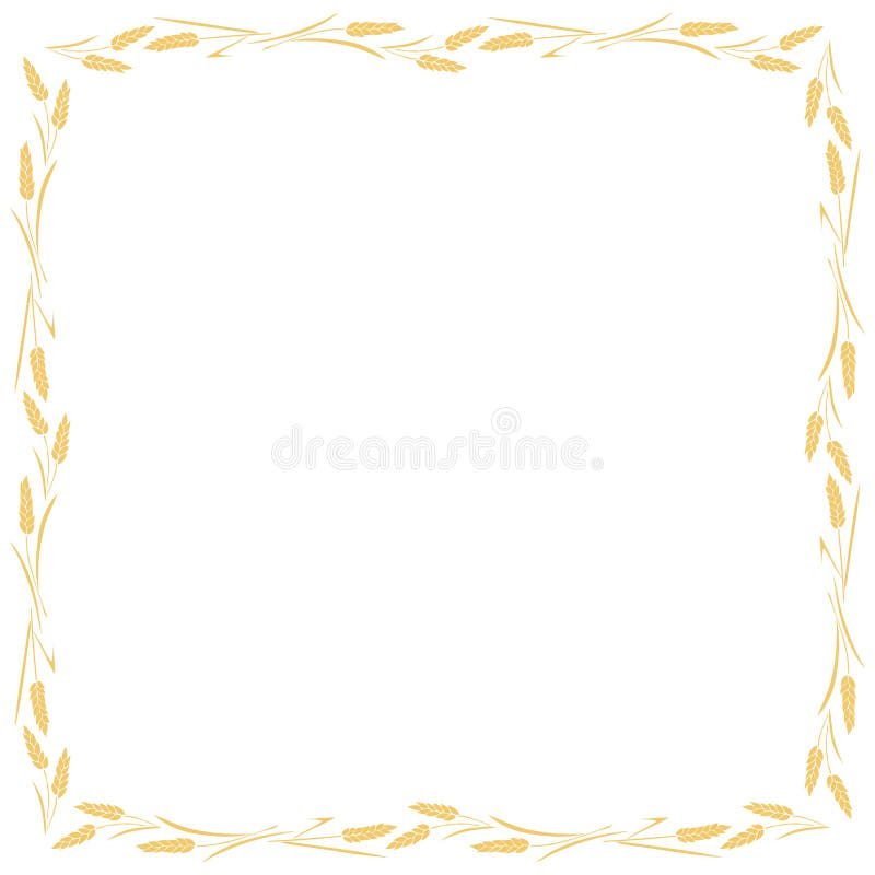Square Frame Made of Golden Wheat or Rye Ears. Vector Autumn Border ...