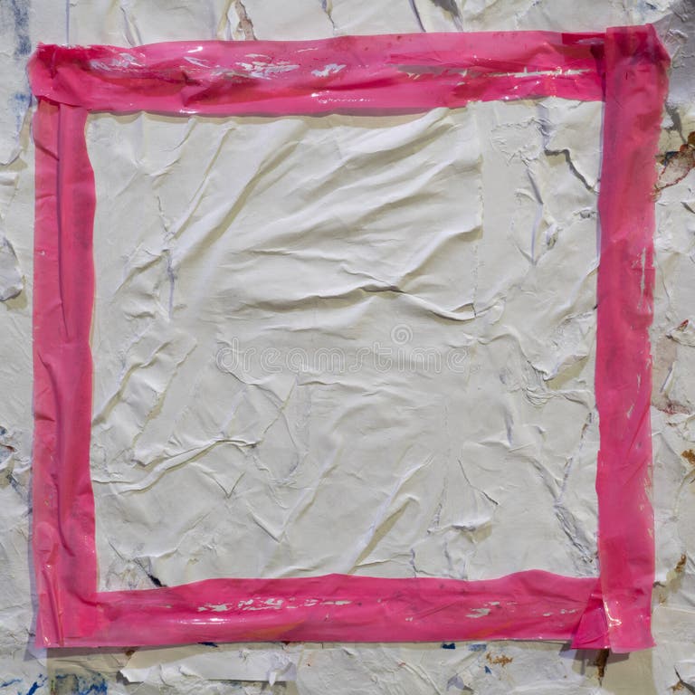 Square Frame Made of Pink Plastic Tape on Wheatpaste Poster Texture ...