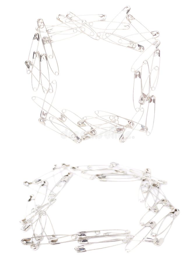 Square Frame Made of Safety Pins Isolated on White Background, Set of ...
