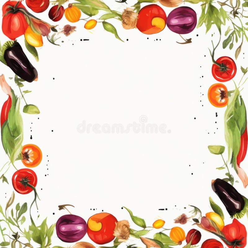 A Square Frame Made Up of Vegetables and Herbs Stock Illustration ...