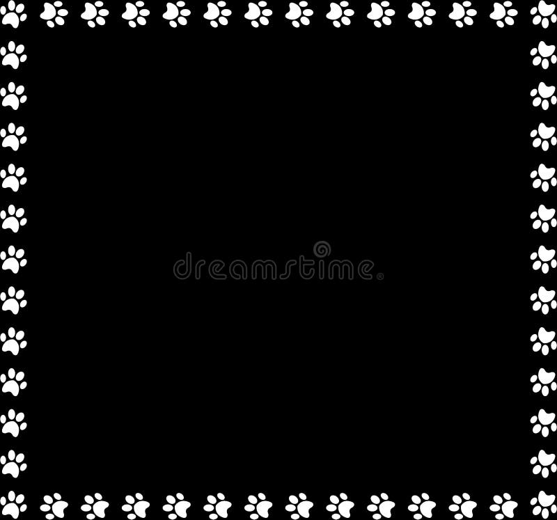 Square Frame Made of Black Animal Paw Prints on Transparent Background ...