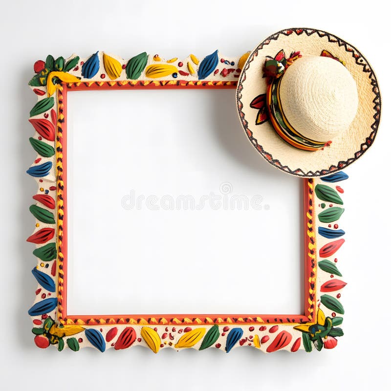 Square Frame of Mexican Design with Mexican Sombrero Hanging in the ...