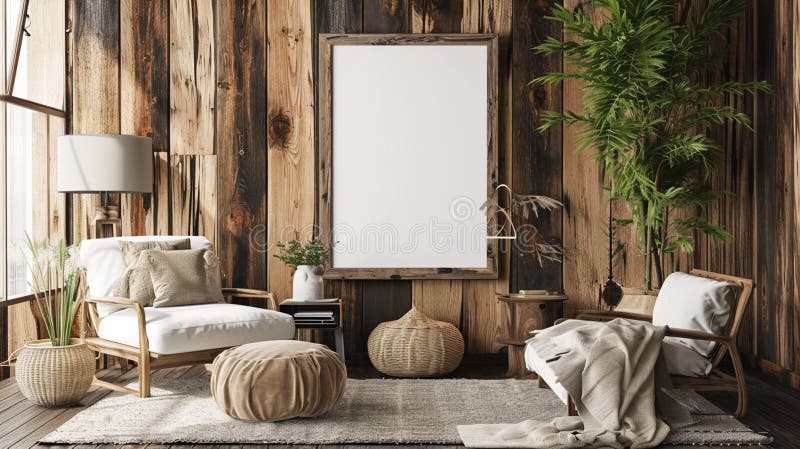 Square Frame Mockup in Rustic Interior. Ai Generative Stock ...