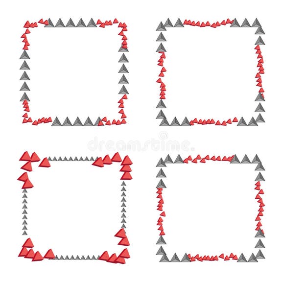 Square Frame Ornament. Red Triangle Border. Gray Geometric Vector ...