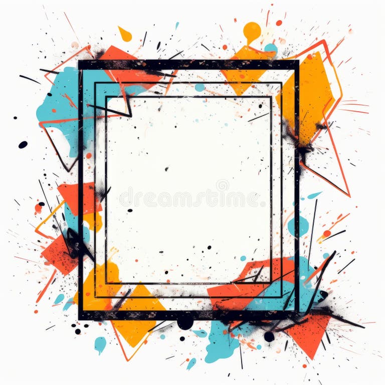A Square Frame with Paint Splatters on it Stock Illustration ...