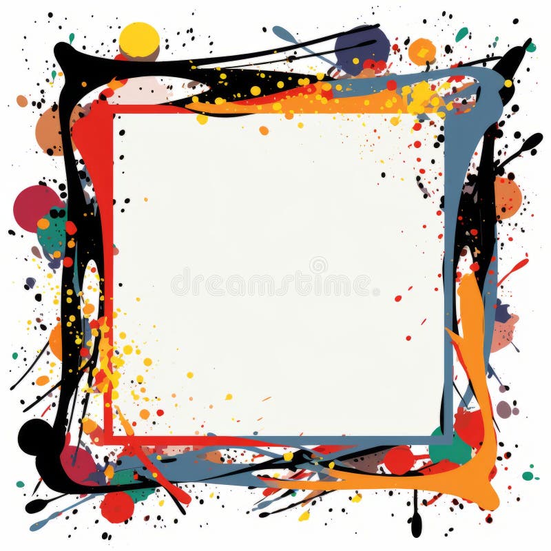 A Square Frame with Paint Splatters on it Stock Illustration ...