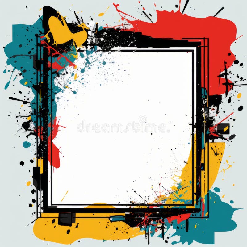 A Square Frame with Paint Splatters on it Stock Illustration ...