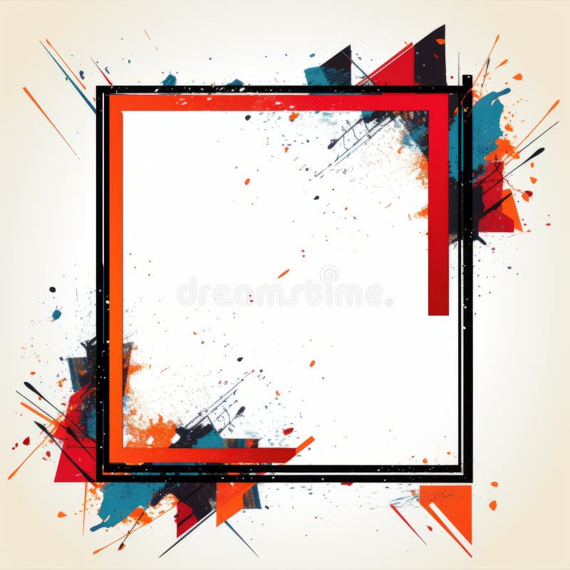 A Square Frame with Paint Splatters on it Stock Illustration ...