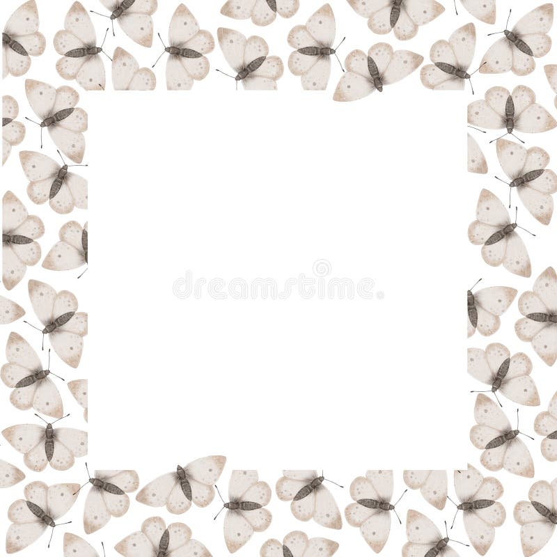 Square Frame Pattern Watercolor Butterfly Stock Illustration ...