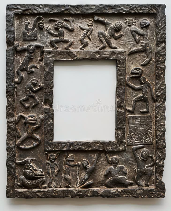 A Square Frame with a Picture of People Stock Photo - Image of relief ...