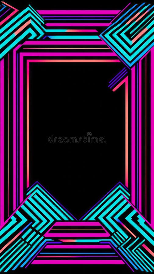 A Square Frame with Pink and Blue Lines on it Stock Illustration ...