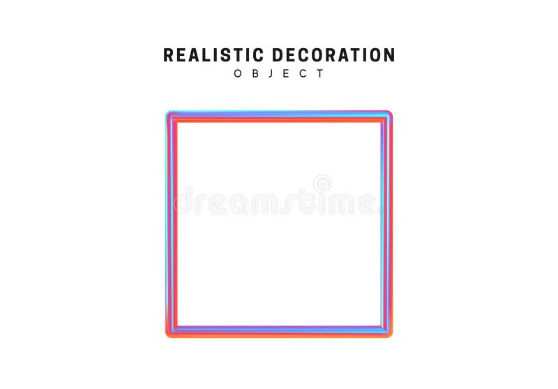 Square, Frame Realistic Shape 3d Objects with Gradient Holographic ...