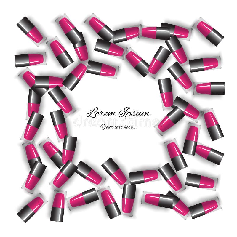 Square Frame of Red Nail Polish Stock Illustration - Illustration of ...