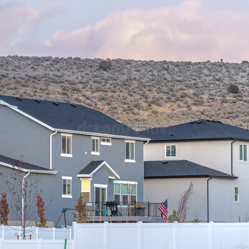 Square Frame Row of Modern Urban Homes in a Housing Complex Stock Image ...